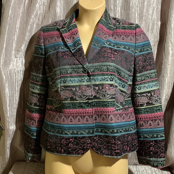 Koret | Jackets & Coats | Koret Blazer Jacket Black Pink Blue Floral ...